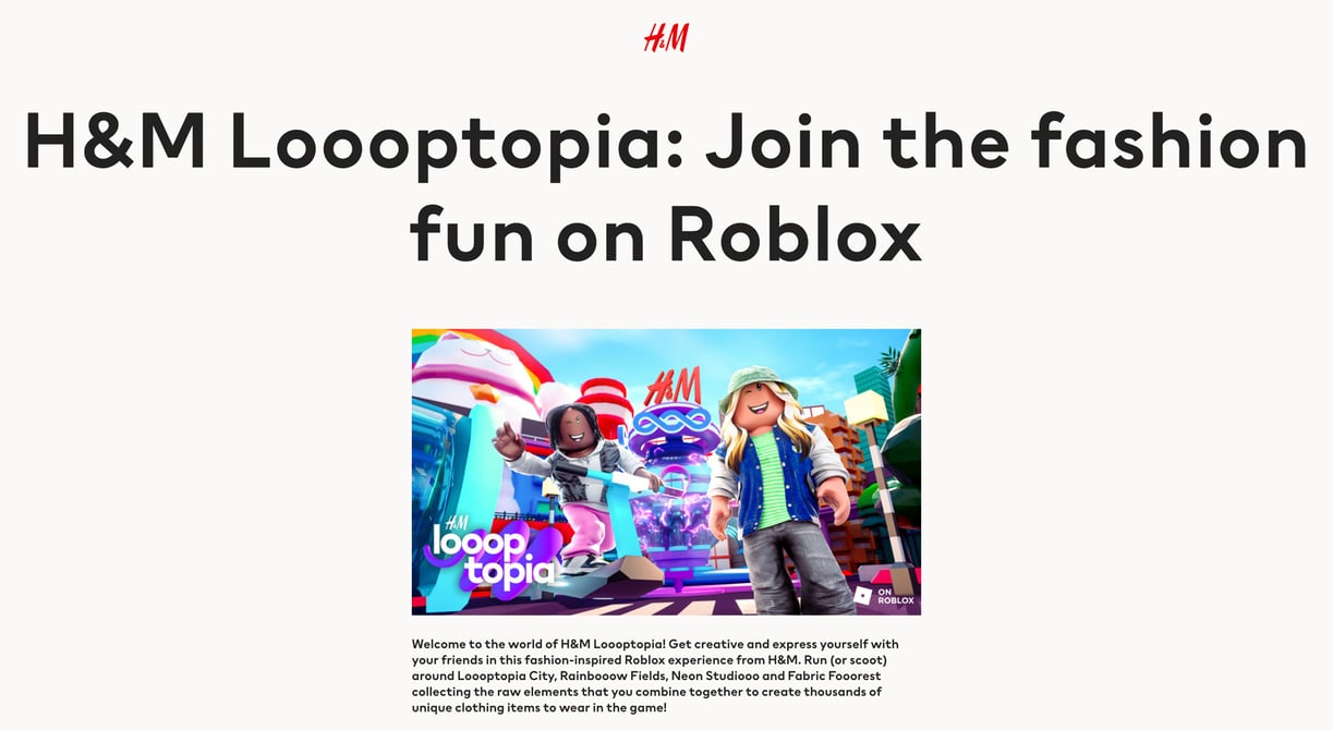 H＆Mがロブロックスに進出 リサイクルシステム「Looop」をメタバースで展開